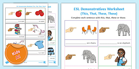 This, That, These or Those Missing Word Worksheet
