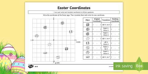 Wedding Themed Coordinates in 4 Quadrants and Translation Maths Worksheets