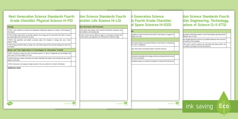 Fourth Grade Common Core Math Standards Teacher Checklist