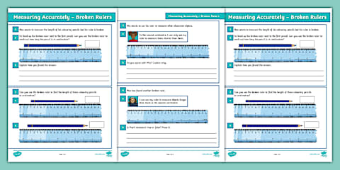 Second Grade Broken Ruler Differentiated Measurement Worksheet