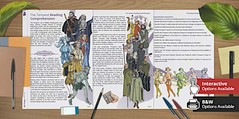 The Tempest by William Shakespeare Mind Map for 4th-5th Grade