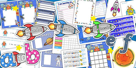 Space-Themed Editable Circle Labels