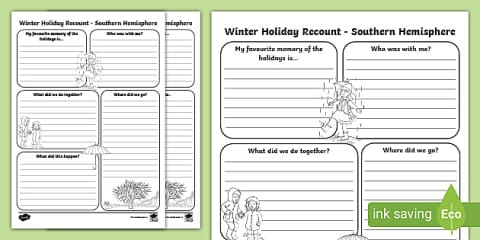 My Holiday Recount Writing Template