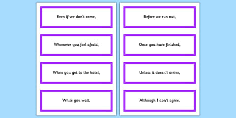 Subordinate Clause Flash Cards