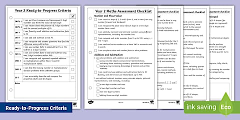 KS1 Maths Teacher Assessment Framework (TAF) Exemplification Checklist