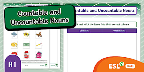 ESL Countable and Uncountable Nouns Lesson Plan [Kids, A1]