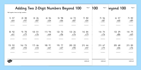 Adding 2 Numbers Homework Challenge Worksheet