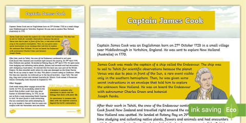 Captain James Cook Explorer Map