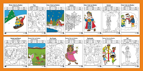 Winter Color by Number | Winter Season | Twinkl USA