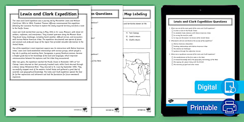Second Grade Lewis and Clark Reading Comprehension Worksheet