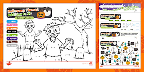 Halloween Themed Number Bonds of 20 Activity Sheet