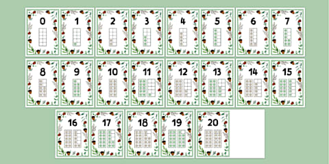 Botanical-Themed Tens Frame 0-30 Number Cards