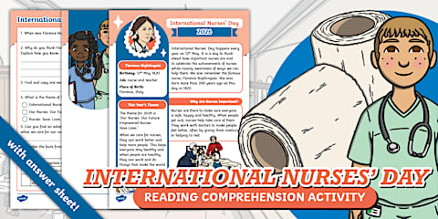 International Nurses Day Reading Comprehension Activity for Ages 9-11