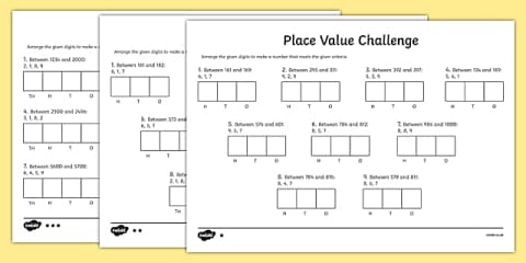 Thousands, Hundreds, Tens and Ones Place Value Chart