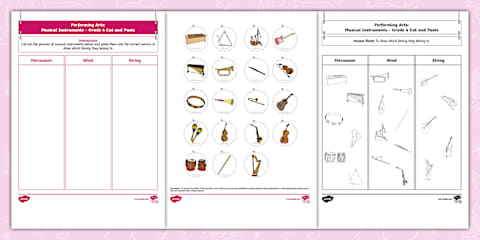 Musical Instrument Types Colouring Activity