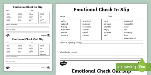 Daily Student Check-in Reflection Sheet