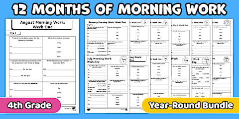 Kindergarten 12 Months of Morning Work Bundle