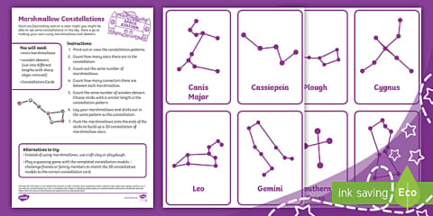 Constellations Using Numbers Dot to Dot Worksheet