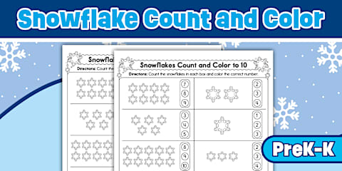 Snowflake Counting to 10 Worksheet