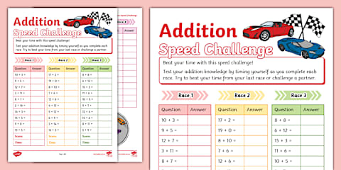 Addition and Subtraction Facts to 50 100 1000 Speed Test Worksheets