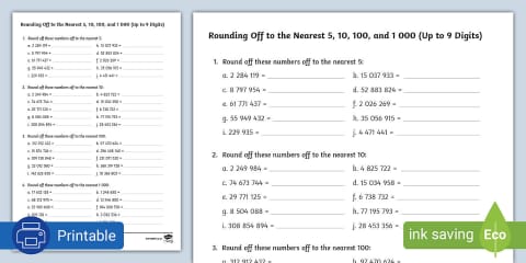 Multiplication Using Rounding Up and Compensating Activity Sheet