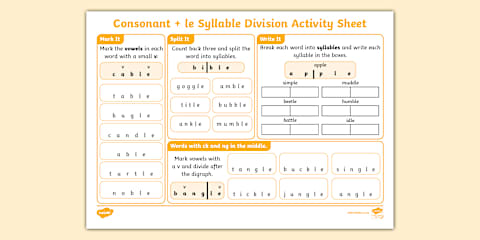Consonant + le Syllable Division Rule Poster