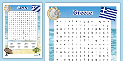 Greece Word Search, Greek wordsearch