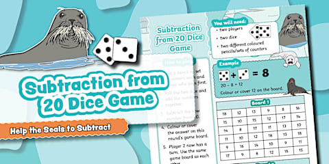 Dice Subtraction Game Sheet
