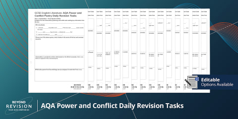 AQA 'Power and Conflict' Cluster Poetry Knowledge Organizer