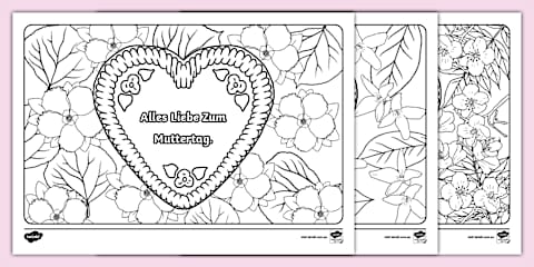 Mother's Day Colouring Page Pack German