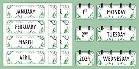 Botanical-Themed Weather and Calendar Display Pack