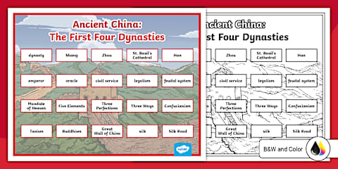 Ancient China: The First Four Dynasties Word Search for 6th-8th Grade