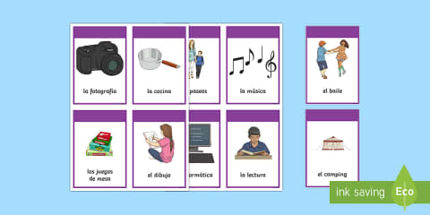 Hobbies and Free Time Activities Matching Cards Spanish