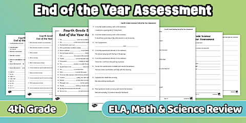 Fourth Grade End of the Year ELA Assessment Pack