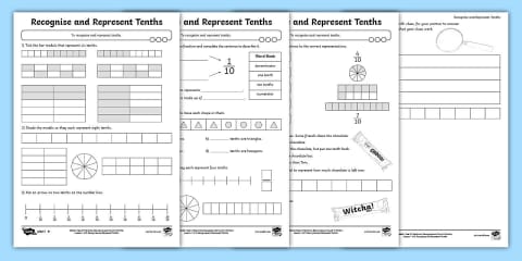 Tenths as Fractions and Decimals Worksheet
