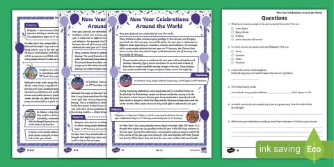 Interactive PDF: UKS2 New Year Celebrations Around the World Reading ...