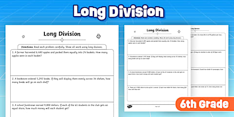 Sixth Grade Math Basic Skills Long Division With Decimals Practice ...