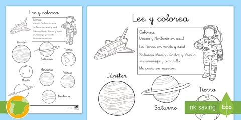 Hojas para Colorear: Los planetas