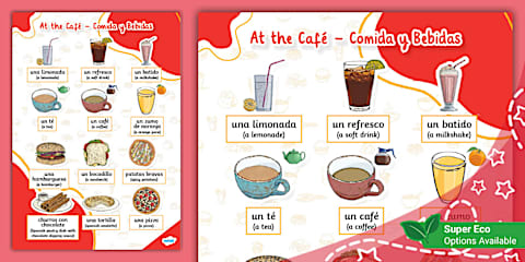 Spanish Cafe Role Play Food Posters