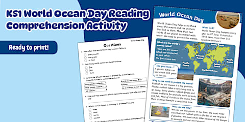 World Ocean Day Reading Comprehension Activity for Ages 5-7