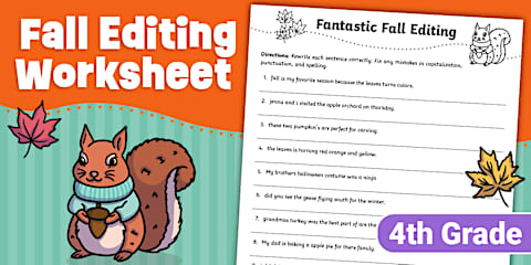 First Grade Fix the Sentences Fall Worksheet | Capitalization ...