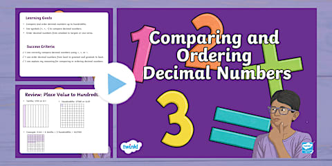 Fourth Grade Comparing and Ordering Decimals PowerPoint & Google Slides