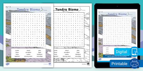 Taiga Biome Word Search for 3rd-5th Grade