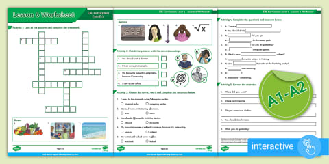 ESL Curriculum Level 4, Lesson 1 Interactive Worksheet
