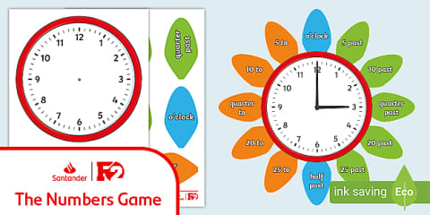 KS1 Analog Class Clock Flower Labels