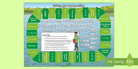 Fishing for Fact Families Multiplication Board Game