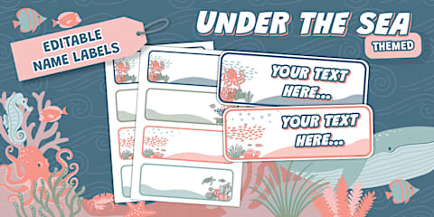 Under the Sea Themed Editable Peg Labels