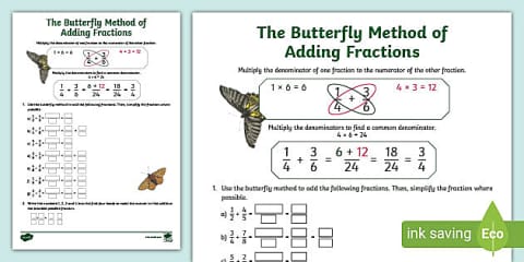 Butterfly Fractions Activity Sheet