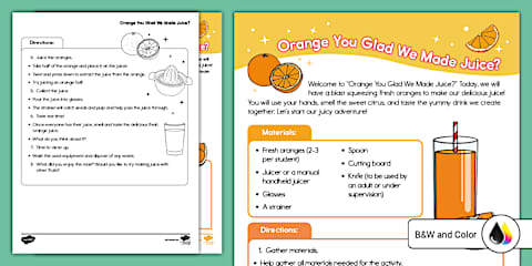 Making Orange Juice Instruction Writing Template