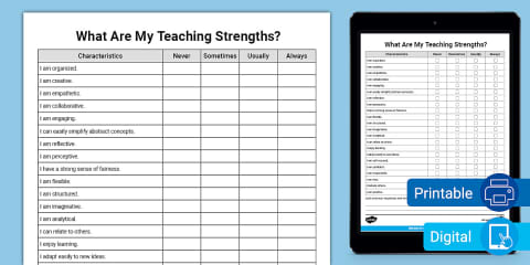 My Strengths: Self-Reflection Worksheet for ELL